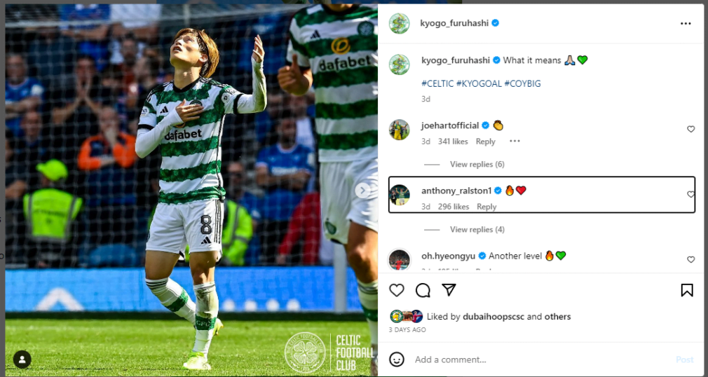 Team mates share in Kyogo's joy - Celtic365
